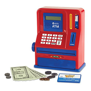 Learning Resources Teaching ATM Bank Blue Red Classic Toy 32 Pieces ...