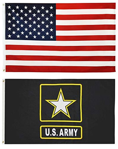 Mission Flags 3x5 ft 2-Pack US American and US Army Polyester Flags ...