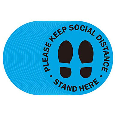 20 Pack Social Distancing Floor Decals -11 8 Feet Round Floor Stickers ...