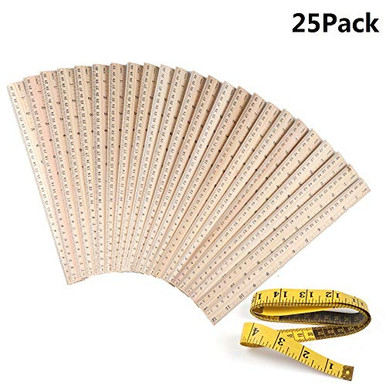 25 Pack Wood Rulers Wooden Ruler School Rulers Office Rulers and ...