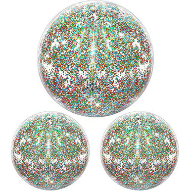 Hsei 3 Pieces Inflatable Beach Ball Glitter Beach Ball Floatable ...