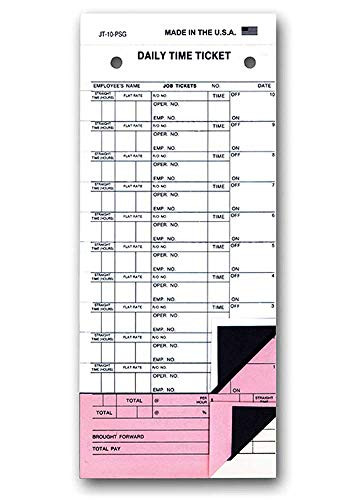 Daily Time and Job Ticket - 10 Labels per Sheet 3-Part Form JT-10-PSG ...