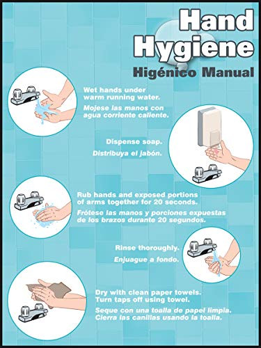 Safety Posters English Spanish Hand Hygiene Laminated Poster 22" x 17 ...