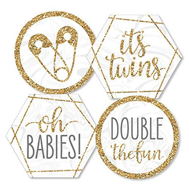 It s Twins - Decorations DIY Gold Twins Baby Shower Essentials - Set of ...