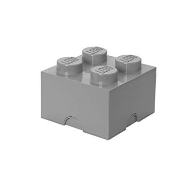 LEGO Brick 4 Knobs Stackable Storage Box Medium Stone Grey 5 7 Litre ...
