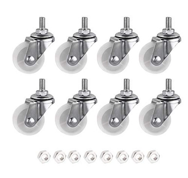 Yarstar 8 Pcs 1 25 inch White M8 Threaded Stem Swivel Caster 360 Degree ...