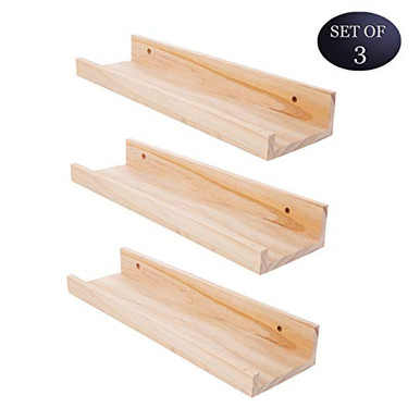 Wall Ledge Shelves Set of 3 Floating Shelves Ledge 16-inch Long Picture ...