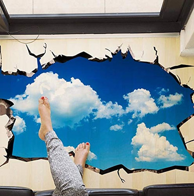 MINLIN 3D Visual Illusion Ceiling Stickers PVC Material Sky Clouds ...