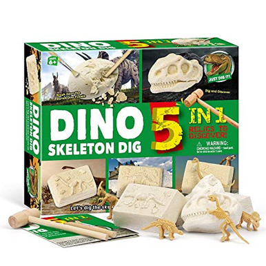 NAVESTAR 5 in 1 Dinosaur Fossil Dig Kit Fossil Digging Game Kit for ...