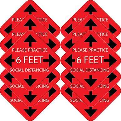 10 Pack 6 Feet Apart Stickers Social Distancing Floor Decals Sign Covid ...