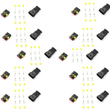 Karcy 10 Kits 3 Pin Way Waterproof Electrical Sealed Wire Connector ...
