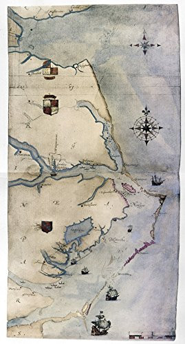 Map John White C1585 Nmap Of Sir Walter RaleighS Virginia The Eastern ...
