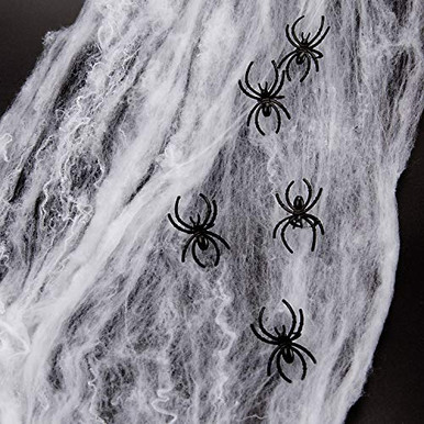 SAVITA Haunted House Spider Web with 60 Fake Spiders Super Stretch ...