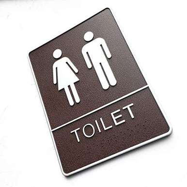 Self Stick Toilet Signs Sticker Restroom Plaque for Bathroom Door Decor ...