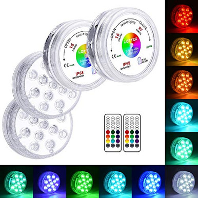 LOFTEK 13 LED Submersible Lights Remote Control 164ft Remote Range ...