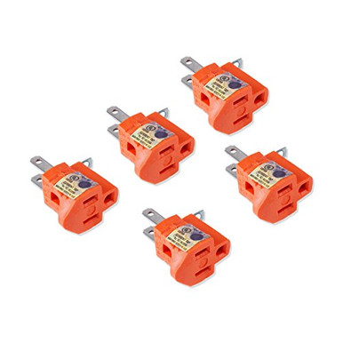 Flexzion 3-Prong to 2-Prong Adapter (5 Pack) - 3 Pin to 2 Pin Power AC ...