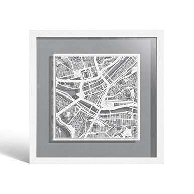 O3 Design Studio Pittsburgh Paper Cut Map Framed White map White Frame ...