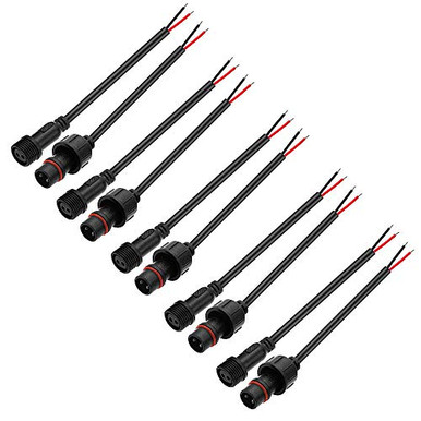 ALITOVE 5 Pairs 2 Pin 2 Core Male Female Plug LED Connector Waterproof ...