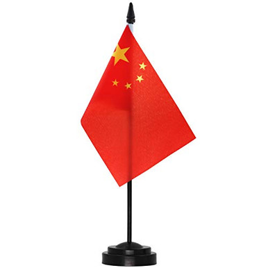 ANLEY China Deluxe Desk Flag Set - 6 x 4 Inch Miniature Chinese Desktop ...