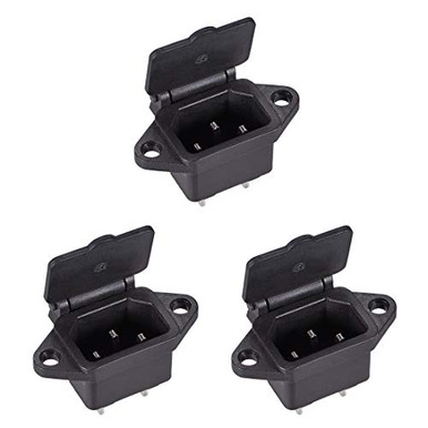 uxcell C14 Panel Mount Plug Adapter AC 250V 10A 3 Pins IEC Inlet Module ...