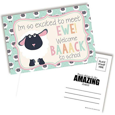 Excited To Meet You Cute Sheep Themed Welcome Back To School Blank ...