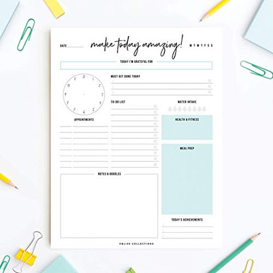 Bliss Collections Daily Planner Tear Off Pad 50 Undated Sheets Desk ...