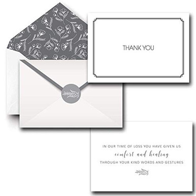 Funeral Thank You Cards With Envelopes Set of 50 Bulk 4x6 Sympathy ...