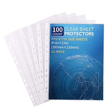 100 Pack Clear Sheet Protectors 8 5 x 11 inch for 2 3 4 Ring Binder ...