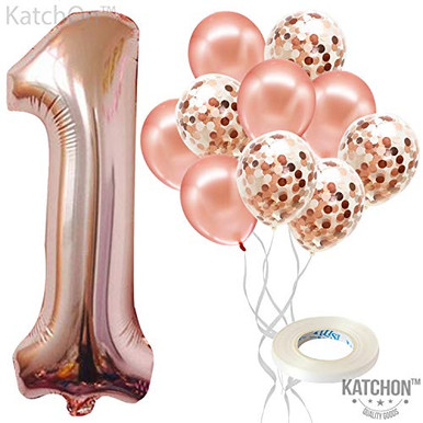 Rose Gold 1 Balloon for First Birthday - Large, Pack of 11 | Rose Gold ...