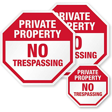 SmartSign Private Property - No Trespassing Decal Set Two 4"x4" One 2 ...
