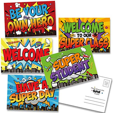 40 Pieces Hero Welcome Postcards Welcome to Our Super Class Theme ...