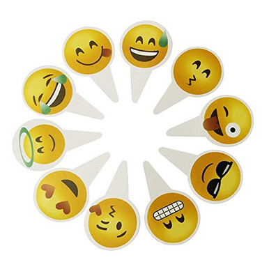 Emoji Cupcake Topper 50 pcs Cake Picks DIY Party Favors Cute cake ...