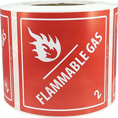 Hazard Class 2 D O T Flammable Gas Labels 4x4 Inch Square 500 Adhesive ...