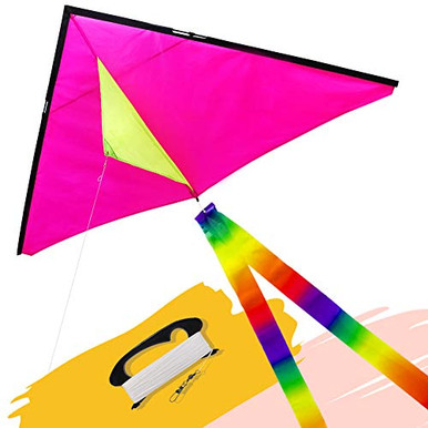 emma kites Pink Fun Color Delta Kite for Kids Adults Beginners Easy to ...