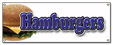 Hamburger Banner Sign Cheeseburger cart Signs - Warehousesoverstock