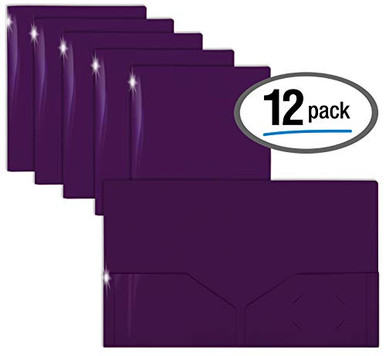 Extra Heavyweight Purple Plastic 2 Pocket Portfolio Folders 12 Pack ...