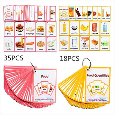 Richardy Foods Food Quantities 2 Sets of English Flash Cards Kids ...