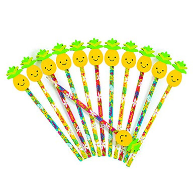 Fun Express Luau Tropical Pencil with Pineapple Eraser Topper 1 Dozen ...