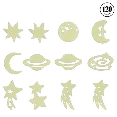 Feeko Ceiling Stars,120pcs 3D Glow in The Dark Starry Spaceship ...