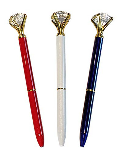 Diamond Pens 3pcs lot Red White and Blue Large Crystal Rhinestones ...