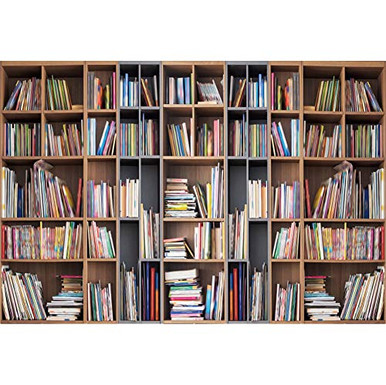 OERJU 5x4ft Wooden Bookshelf Backdrop Bookcase School Library Bookstore ...