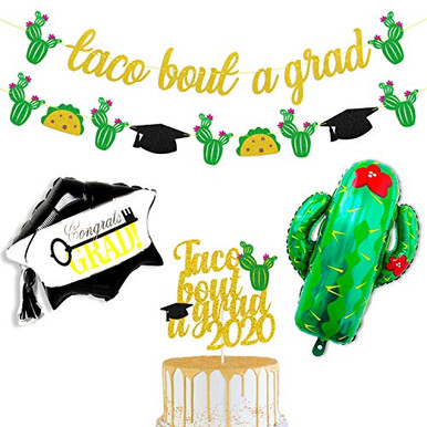 Taco Graduation Banner Cake Topper Kit Taco Bout A Grad Glitter Banner ...