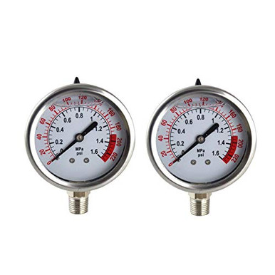 New Stainless Steel 304 Dual Scale Liquid Filled Pressure Gauge Premium Spa Pool Aquarium Water ...