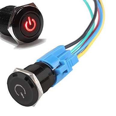 ESUPPORT 16mm 12V 3A Car Red LED Light Power Metal Push Button Toggle ...