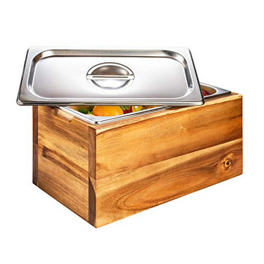 BelleMark Countertop Compost Bin with Lid- Decorative Acacia Wood ...