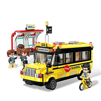 Mallya School Bus City Buses Building Kits Toys Construction Play Set ...