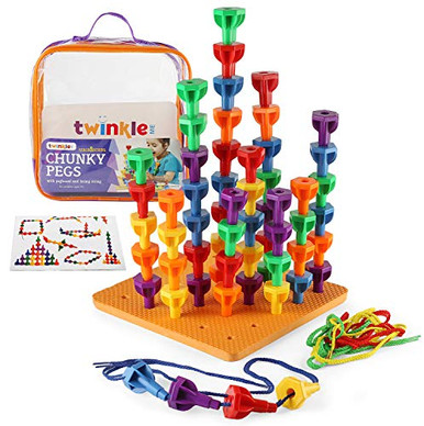 Twinkle me Pegs Board Game Set - 60 Chunky Pegs W Board Storage Bag W ...