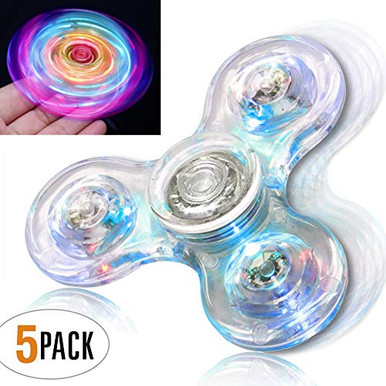 TornadoZ Fidget Spinner Crystal Led Light Up Rainbow Toy Clear Fidget ...