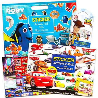 Disney Pixar Sticker Book Set for Kids ~ 3 Pack Giant Sticker Books ...