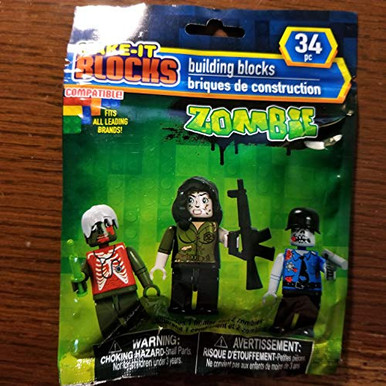 Make It Blocks Building Blocks Zombie 34 pc Set - Warehousesoverstock
